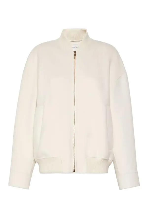 Max Mara Double-faced Pure Wool Bomber Jacket - White