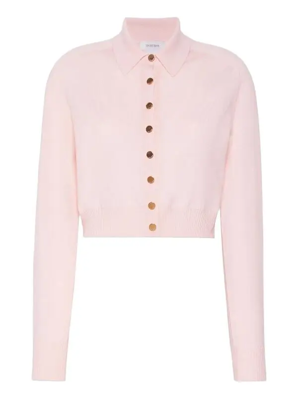 Max Mara Wool Cardigan With Collared Neckline And Button Detail - Pink