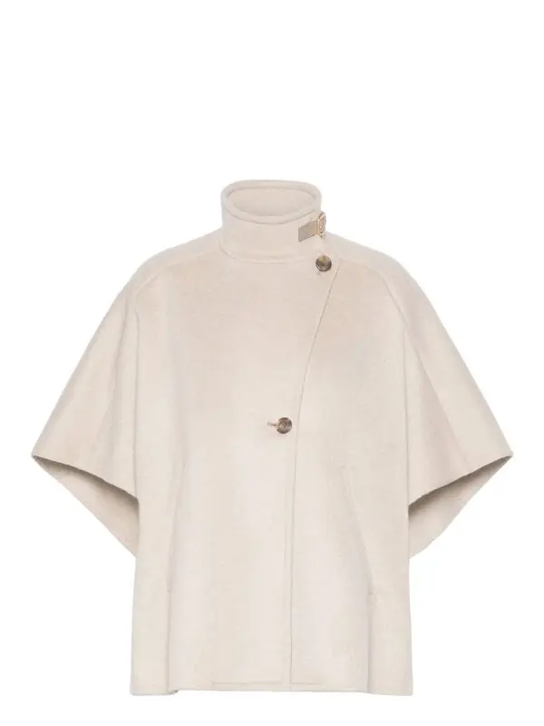 Max Mara Oversized Cape In Cashmere Drap - Stone