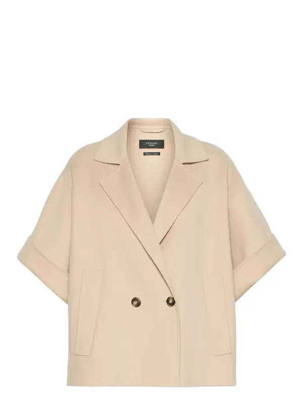 Max Mara Short Wool Broadcloth Coat - Sand