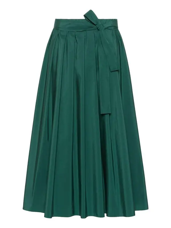 Max Mara Belted Pleated Midi Skirt - Dark Green