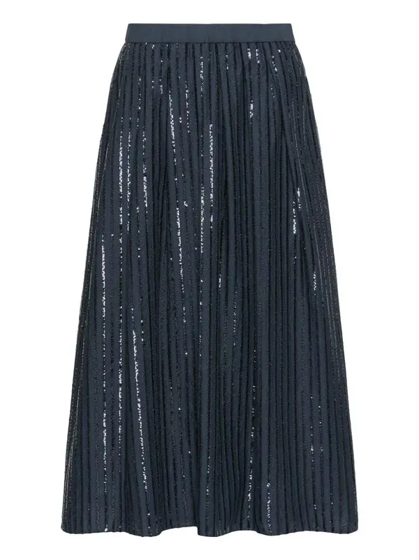 Max Mara Sequin-embroidered Cotton Midi Skirt - Navy