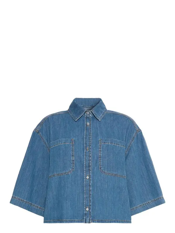 Max Mara Boxy Denim Shirt With Patch Pockets - Navy
