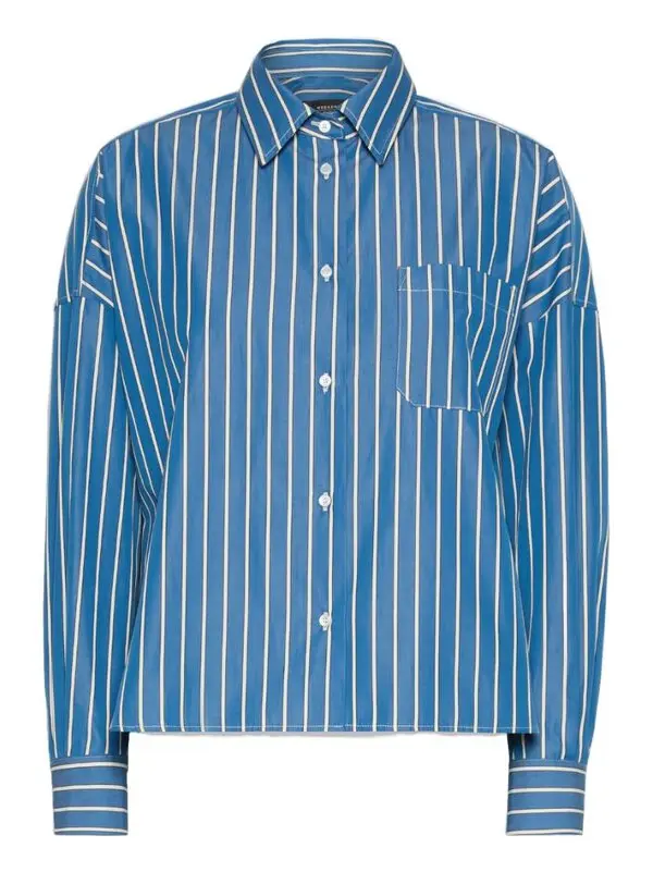 Max Mara Striped Poplin Boxy Shirt - Cornflower Blue