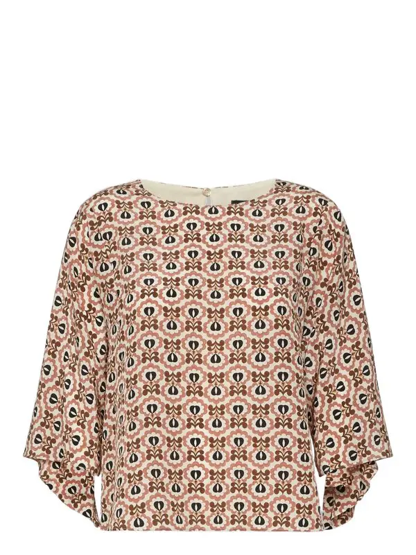 Max Mara Printed Silk Crepe De Chine Blouse With Tie Detail - Antique Rose