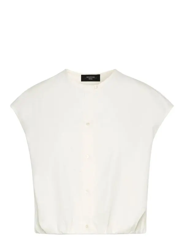 Max Mara Cotton Poplin Sleeveless Crop Top - White