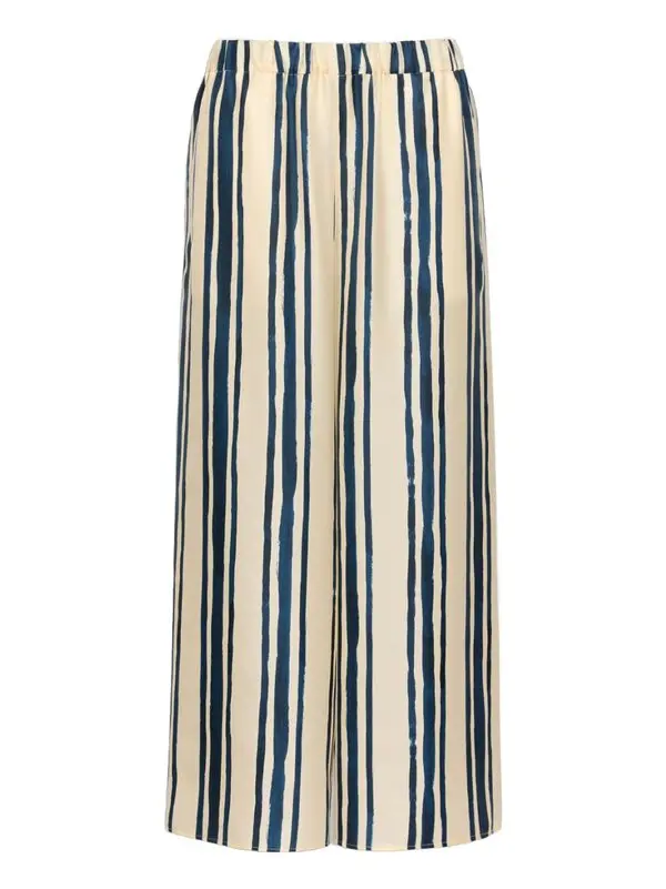 Max Mara Striped Silk Twill Wide-leg Trousers - Navy