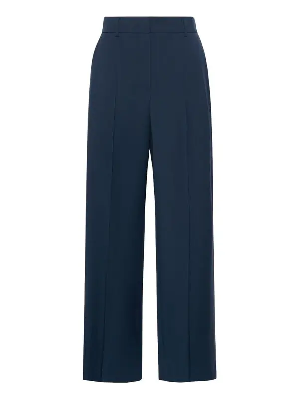Max Mara Stretch Wool Palazzo Trousers - Navy