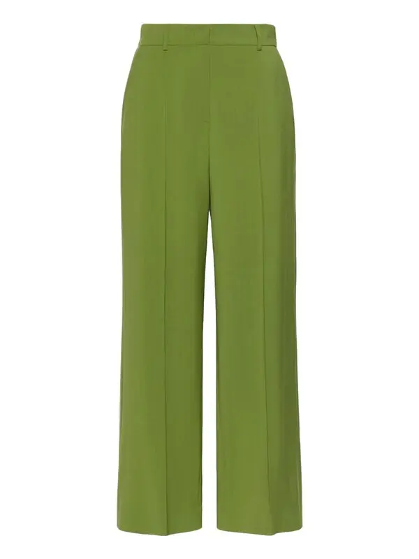 Max Mara Stretch Wool Palazzo Trousers - Green