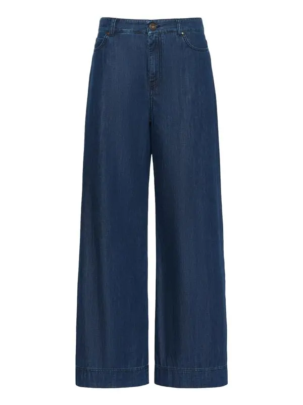 Max Mara Cotton Denim Wide-leg Jeans - Navy