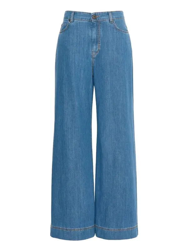 Max Mara Cotton Denim Wide-leg Jeans - Navy