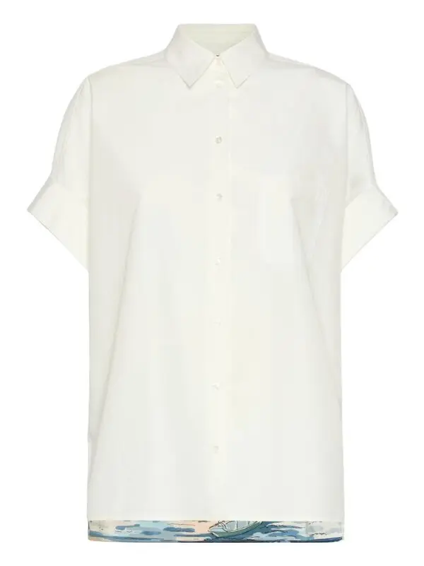 Max Mara Short-sleeved Printed Silk Crepe De Chine Insert Shirt - White