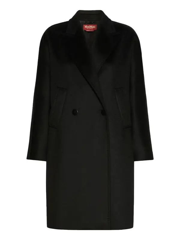 Max Mara Double-breasted Wool Broadcloth Coat - Black