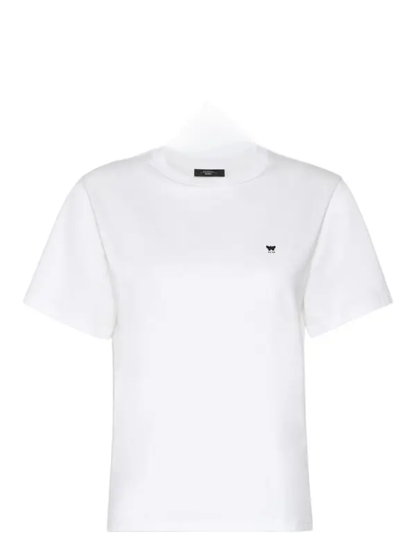 Max Mara Cotton Jersey T-shirt With Butterfly Logo - White