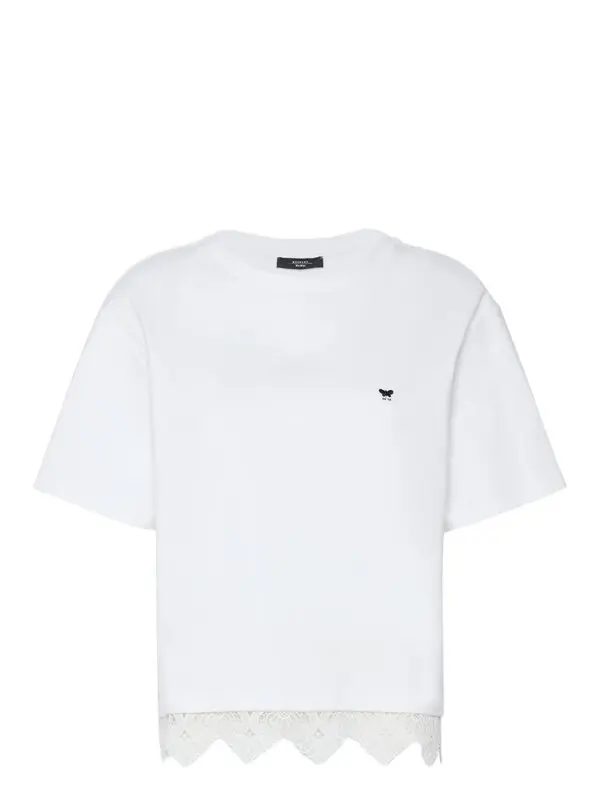 Max Mara Boxy Fit Cotton T-shirt With Embroidered Detail - White