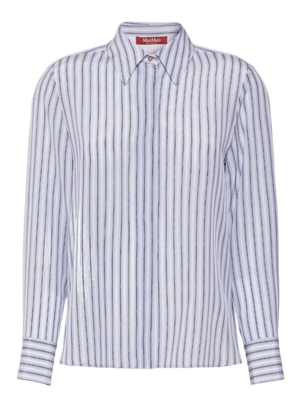 Max Mara Striped Silk Shirt - Light Blue