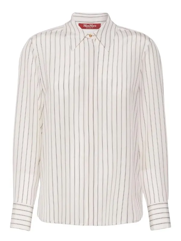 Max Mara Printed Silk Crepe De Chine Shirt - Natural
