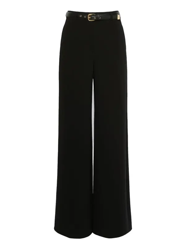Max Mara Wide-leg Belted Cady Trousers - Black