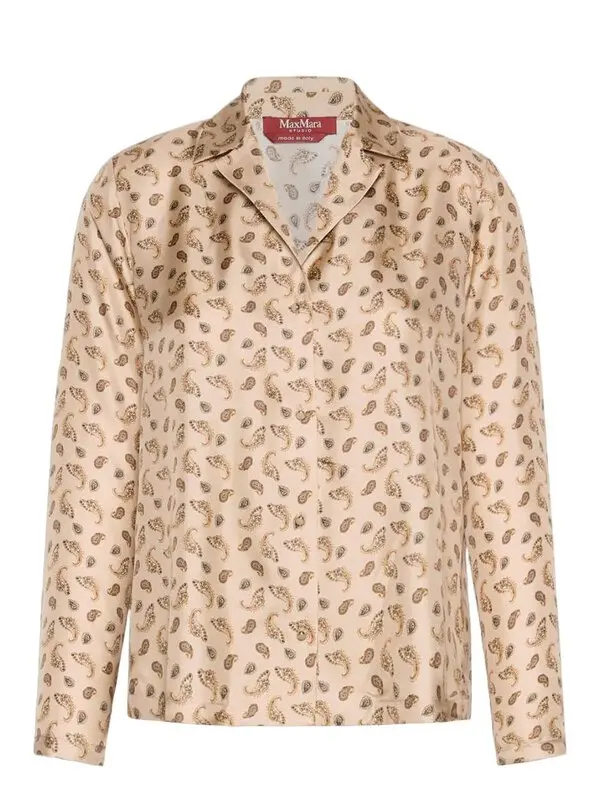 Max Mara Printed Silk Boxy Shirt - Beige