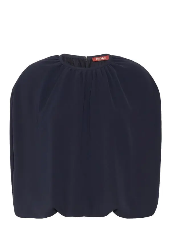Max Mara Lightweight Cady Blouse With Balloon Silhouette - Midnightblue