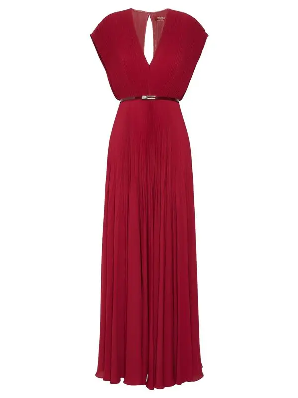 Max Mara Long Sable Georgette Dress - Ruby