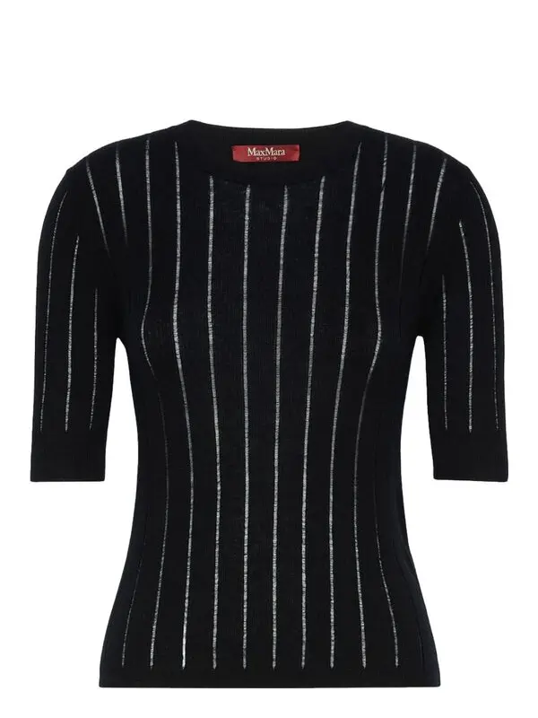 Max Mara Slim-fit Wool And Silk Rib-knit Sweater - Navy