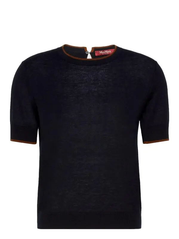 Max Mara Relaxed-fit Wool And Silk Yarn Sweater - Navy