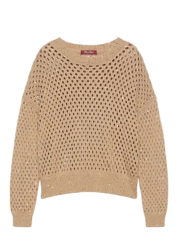 Max Mara Sequined Cotton Boxy Sweater - Camel