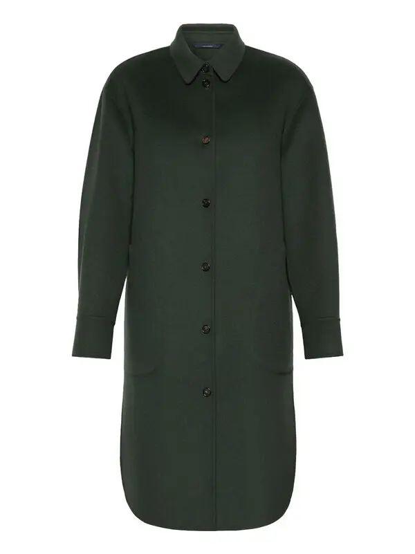 Max Mara Wool Drap Midi Coat - Dark Green
