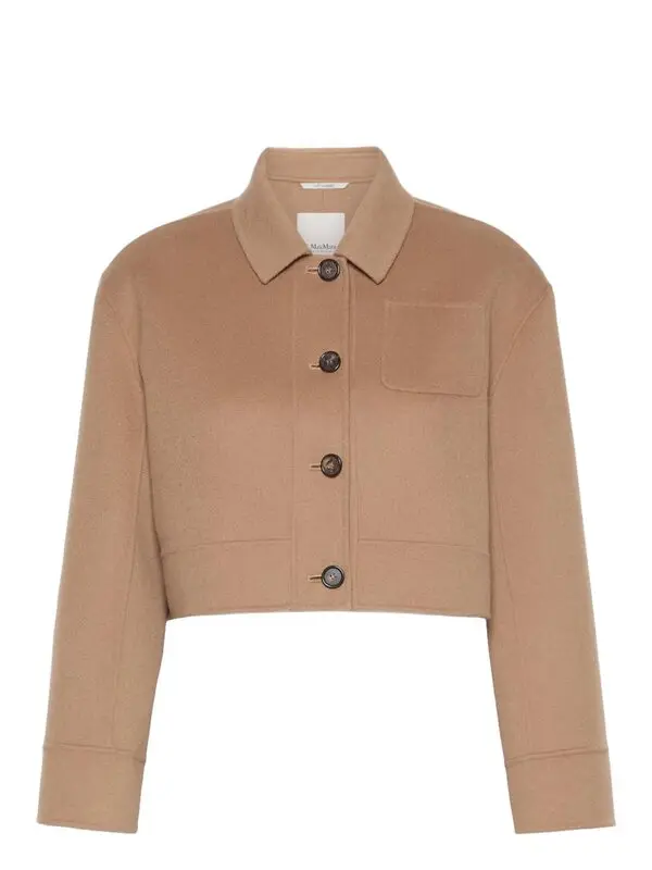 Max Mara Wool Drap Cropped Jacket - Camel