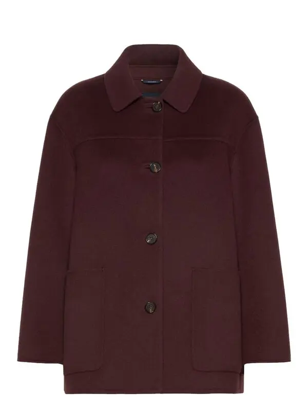 Max Mara Wool Drap Short Coat - Dark Red