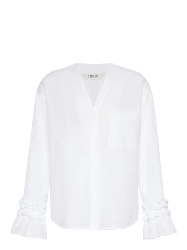 Max Mara Cotton Muslin Shirt With Ruffle Sleeves - White