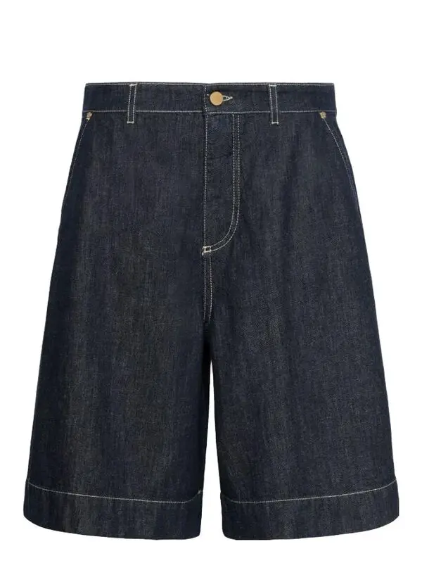 Max Mara Cotton And Kapok Denim Bermuda Shorts - Ultramarine