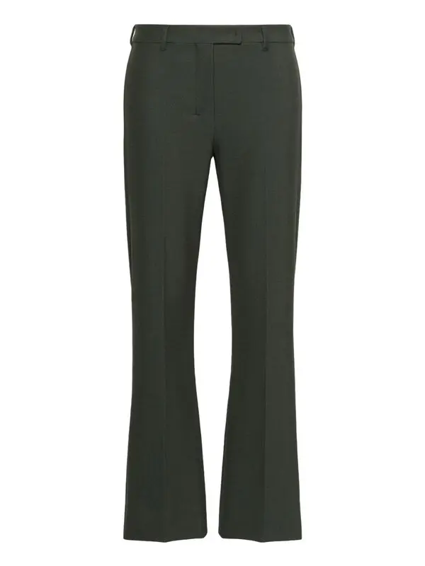Max Mara Stretch Cotton-blend Trousers With Flared Hem - Green