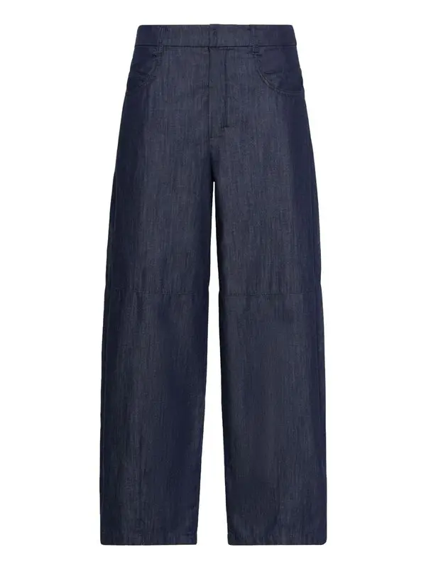Max Mara Cotton Denim Barrel-leg Trousers - Midnightblue