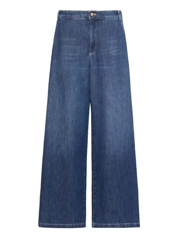 Max Mara Straight Leg Cotton Denim Trousers - China Blue