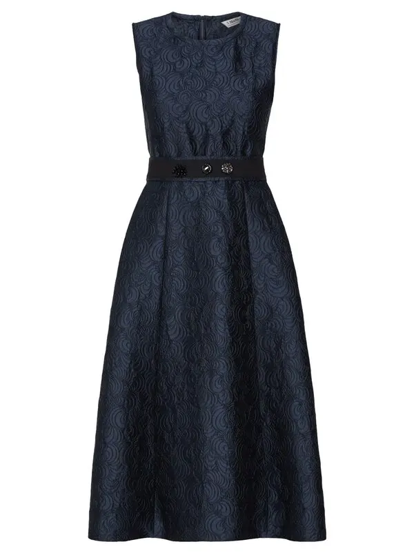 Max Mara Sleeveless Jacquard Midi Dress - Midnightblue