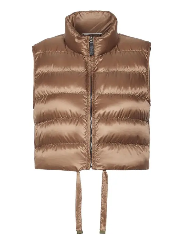 Max Mara Water-repellent Padded Cropped Gilet - Honey