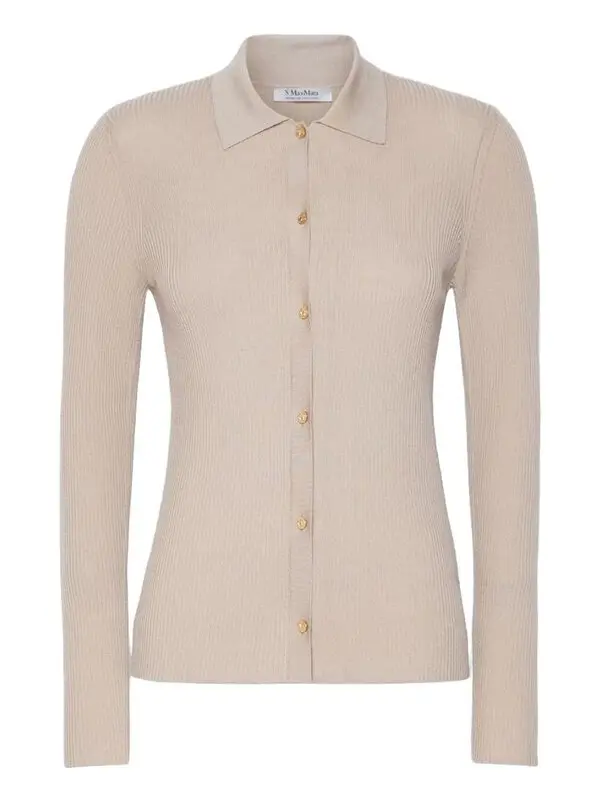 Max Mara Fitted Ribbed Wool Cardigan - Beige