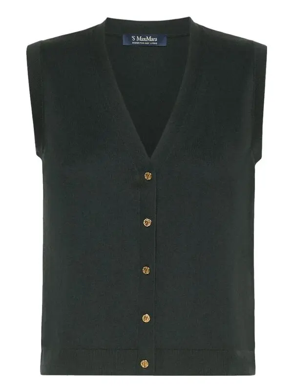 Max Mara Cotton, Silk, And Cashmere Yarn Gilet - Dark Green