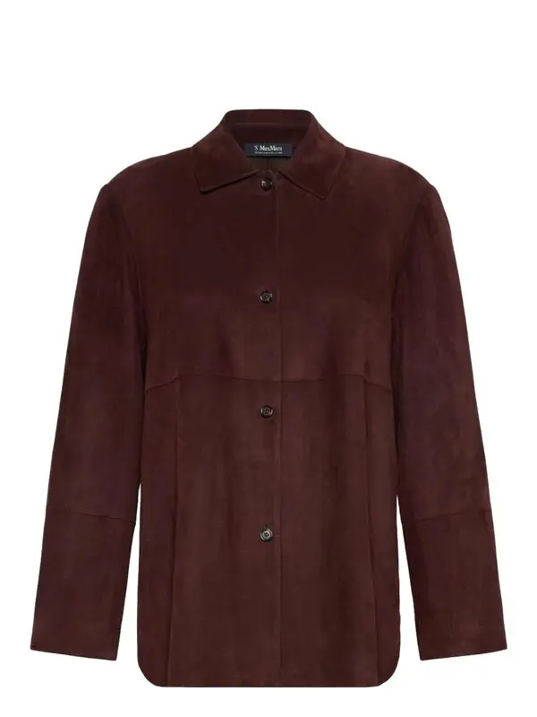 Max Mara Single-breasted Suede Shirt Jacket - Dark Red