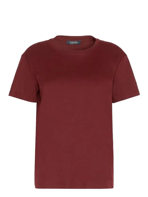 Max Mara Cotton And Modal Jersey T-shirt With Embroidered Logo - Dark Red