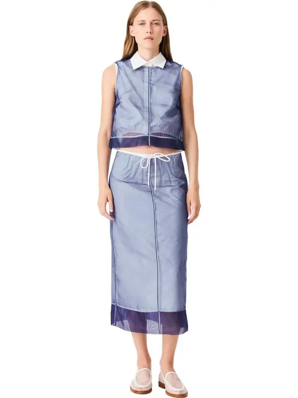 Maje Cotton Top With Removable Organza Layer - Blue