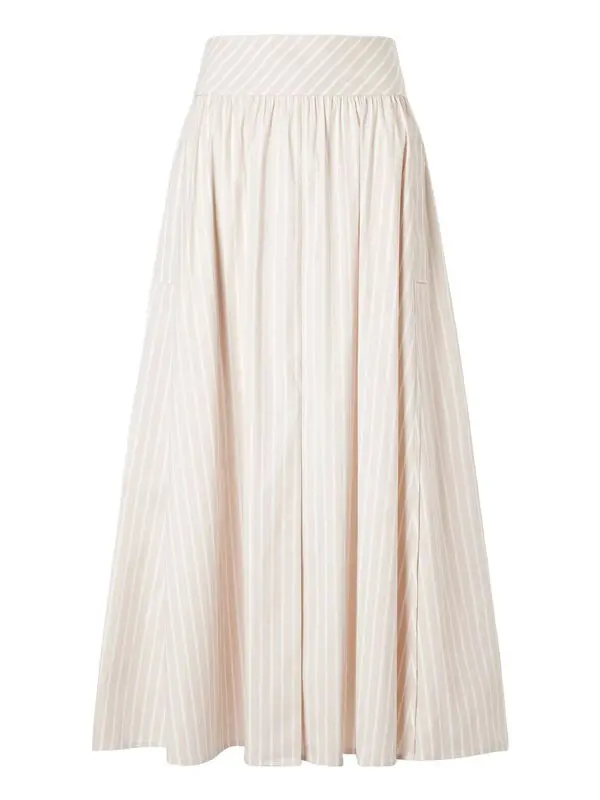 Theory Striped Cotton-blend Maxi Skirt - Sand