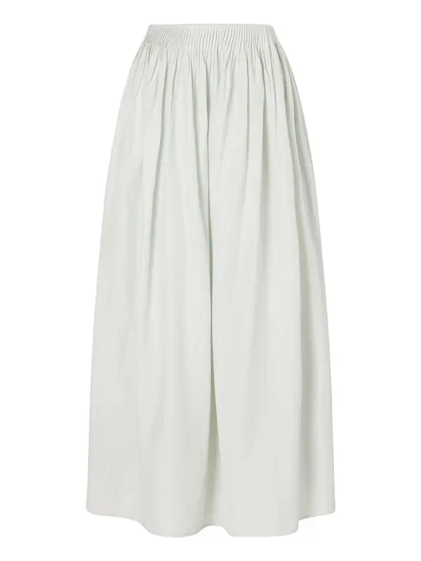 Loulou De Saison Naya Gathered Cotton And Silk-blend Maxi Skirt - Light Green