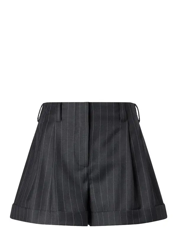 Givenchy Striped Double-pleated Wool Shorts - Gray