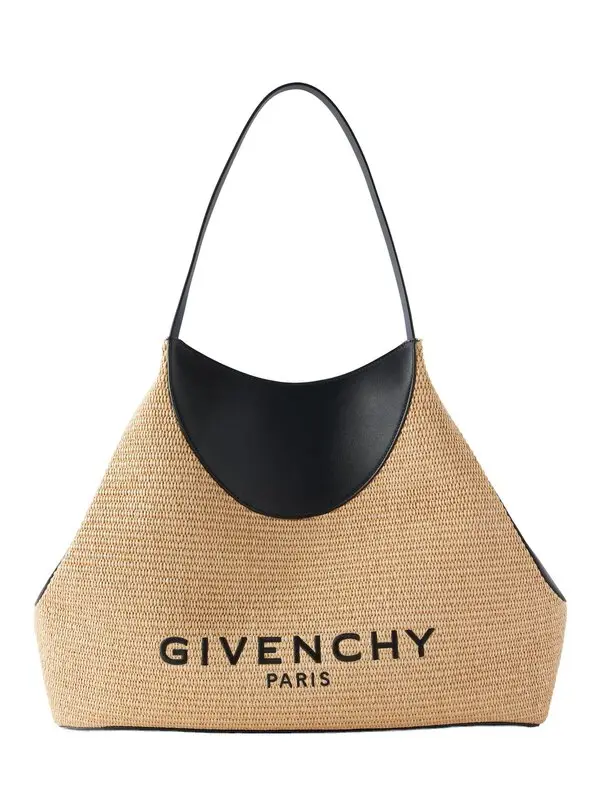 Givenchy Facet Raffia Tote With Leather Trim - Neutrals