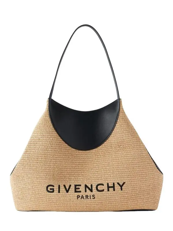 Givenchy Facet Raffia Tote With Leather Trim - Neutrals