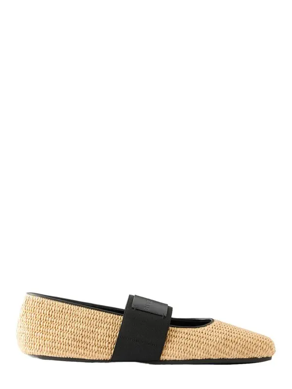 Givenchy Logo-appliquéd Raffia Ballerina Flats - Neutrals