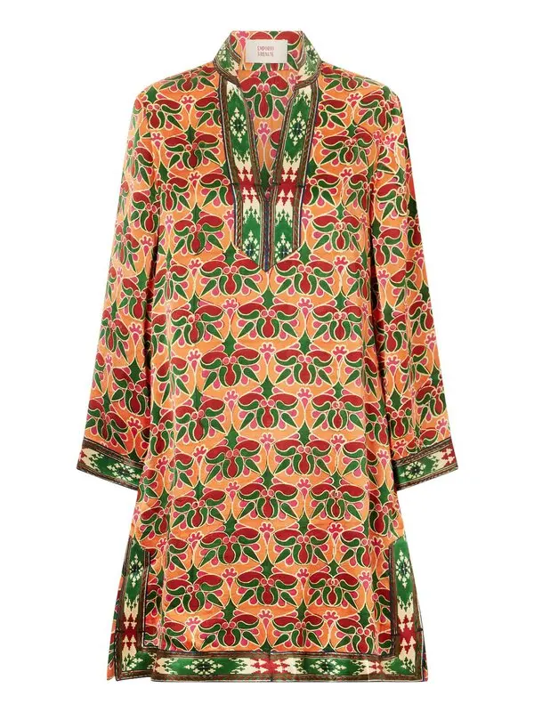 EMPORIO SIRENUSE Liora Jewelry Mare Printed Silk-satin Coverup - Orange